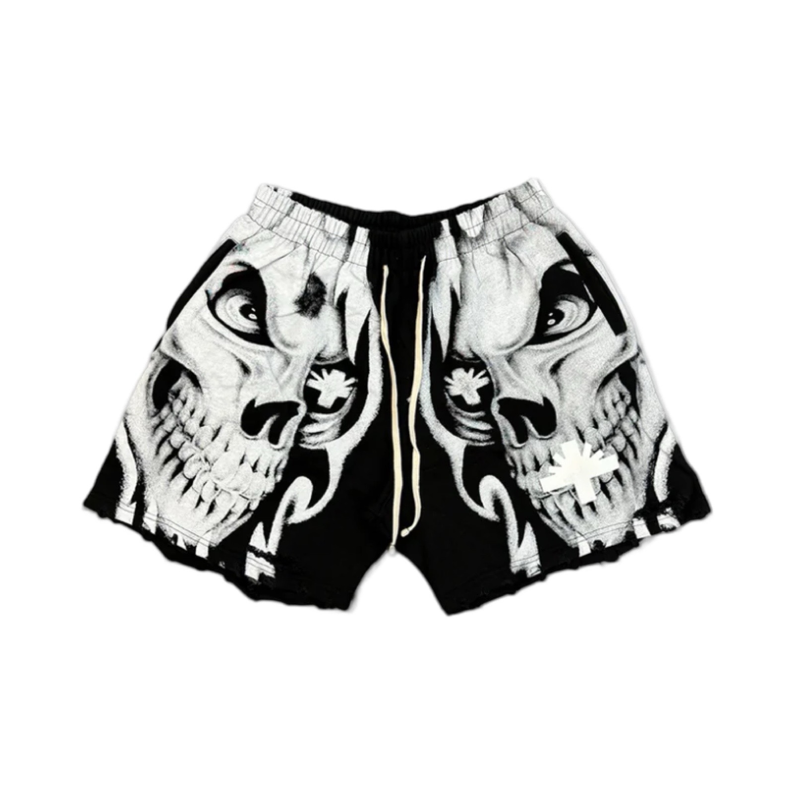 Vertabrae Skull Face Shorts Black/White – Luxemia